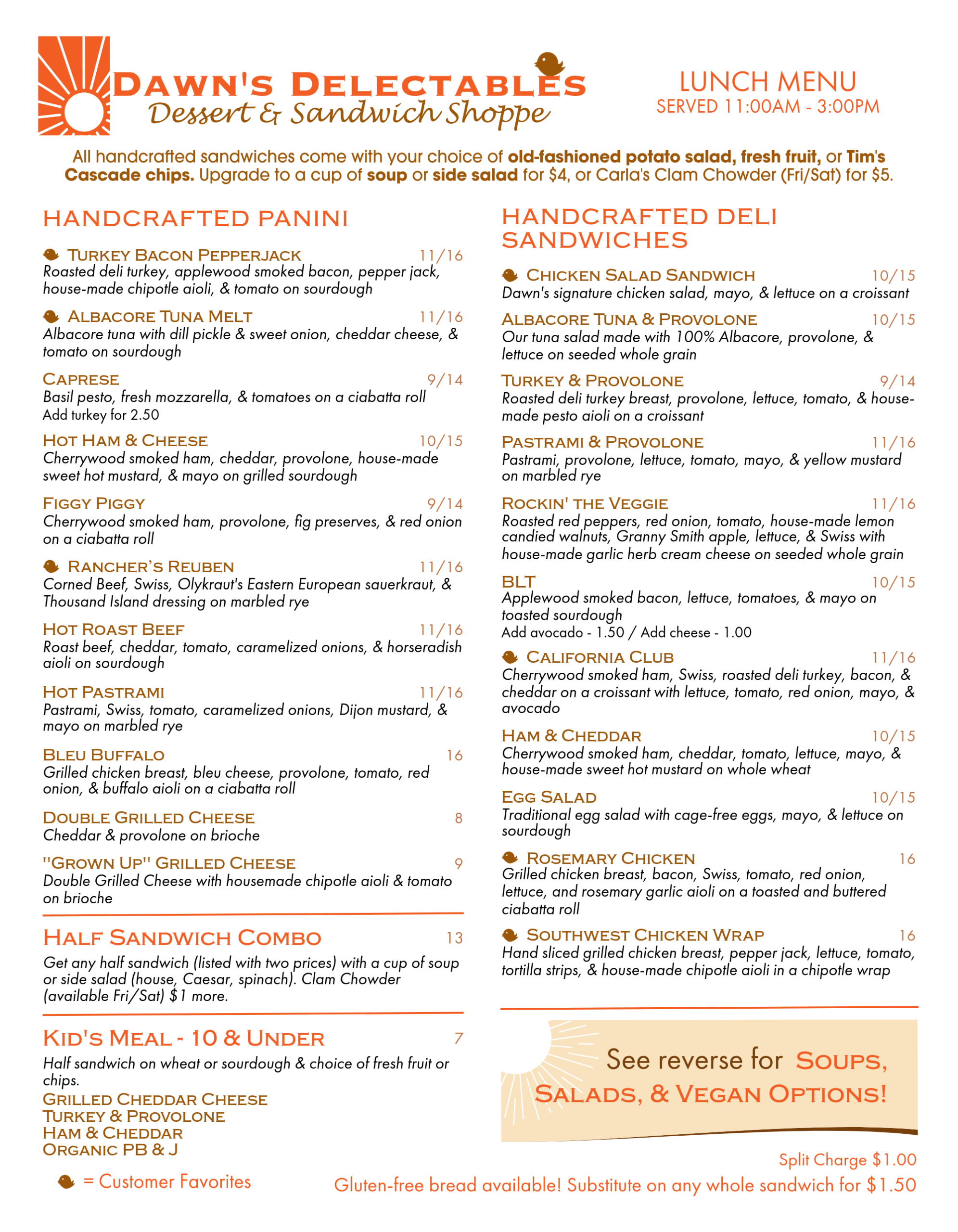 Shoppe Menu - Dawn's Delectables